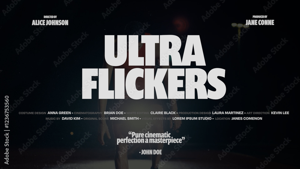Cinematic Film Title Card, Movie Poster Typography Overlay 25 , ( Wide ...