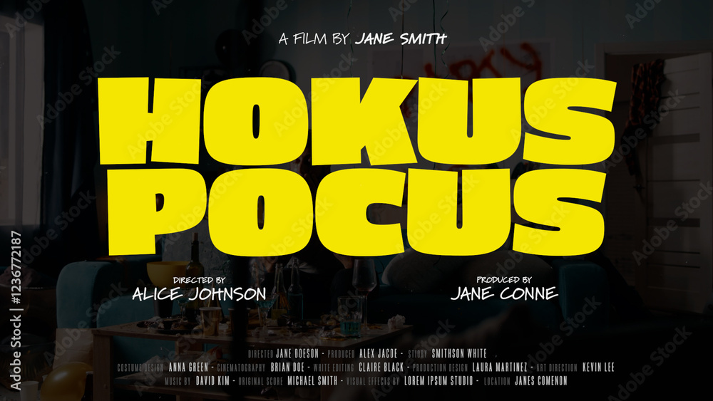 Cinematic Film Title Card, Movie Poster Typography Overlay 77 , ( Wide ...