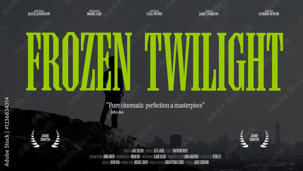 Cinematic Film Title Card, Movie Poster Typography Overlay 240 , ( Wide ...