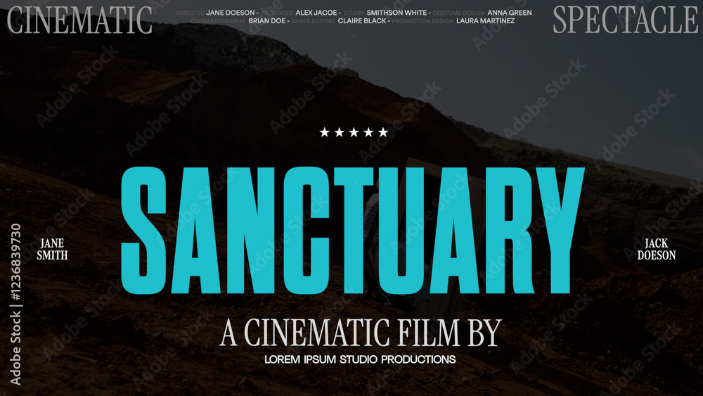 Cinematic Film Title Card, Movie Poster Typography Overlay 255 , ( Wide ...