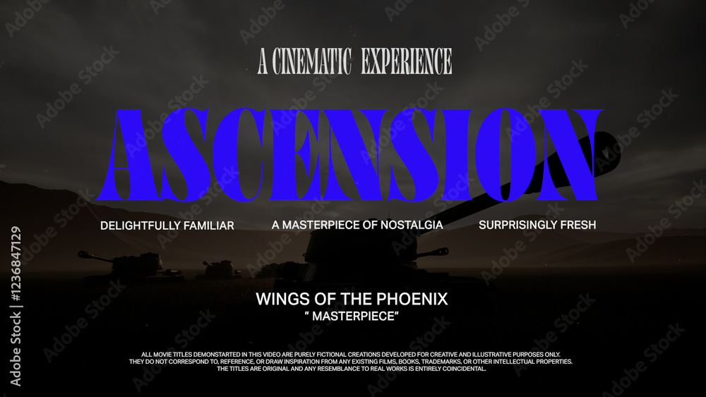 Cinematic Film Title Card, Movie Poster Typography Overlay 281 , ( Wide ...