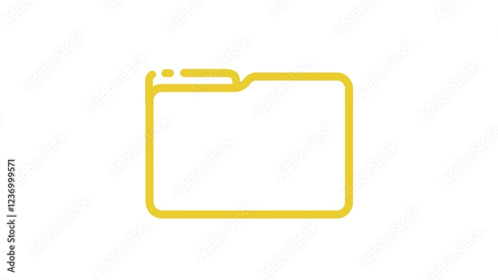 Folder line icon animation in yellow color isolated on transparent ...