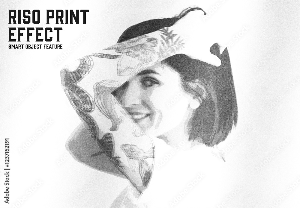 Riso Print Effect with Generative AI Stock Template | Adobe Stock