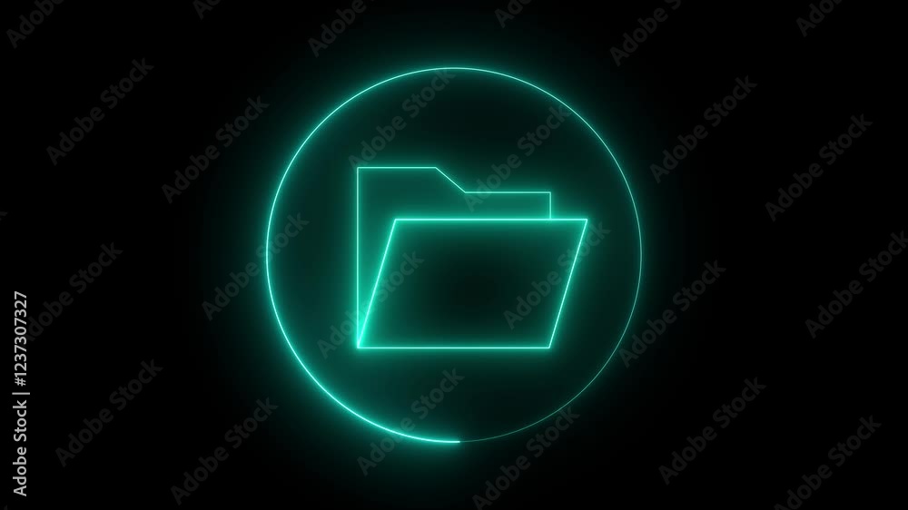 Glowing neon file folder sign. Glowing neon Folder icon isolated on ...