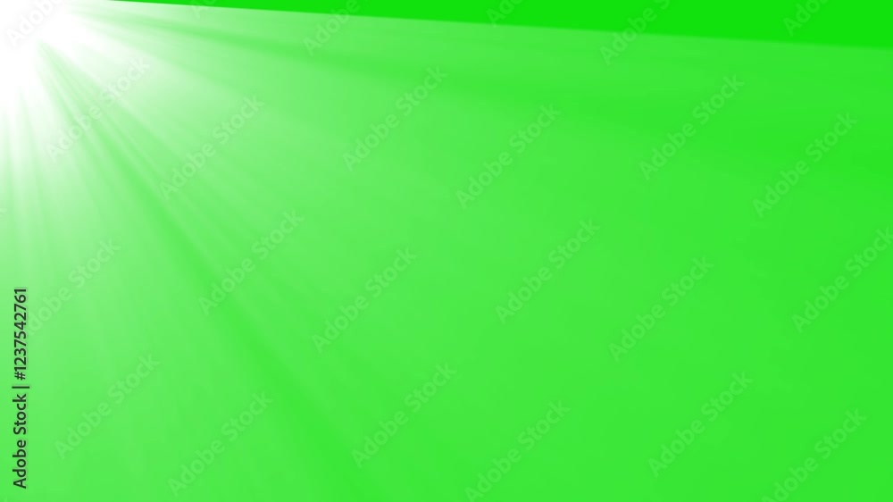 Top center sun rays or god bless rays on green screen. Lens Flare ...
