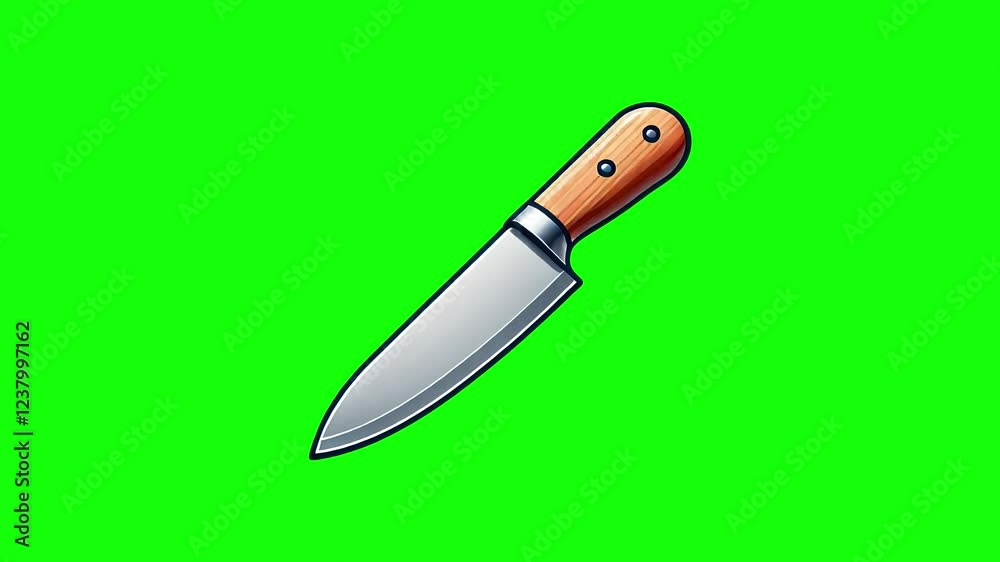 Steel kitchen knives green screen animation motion graphic in 4K high ...