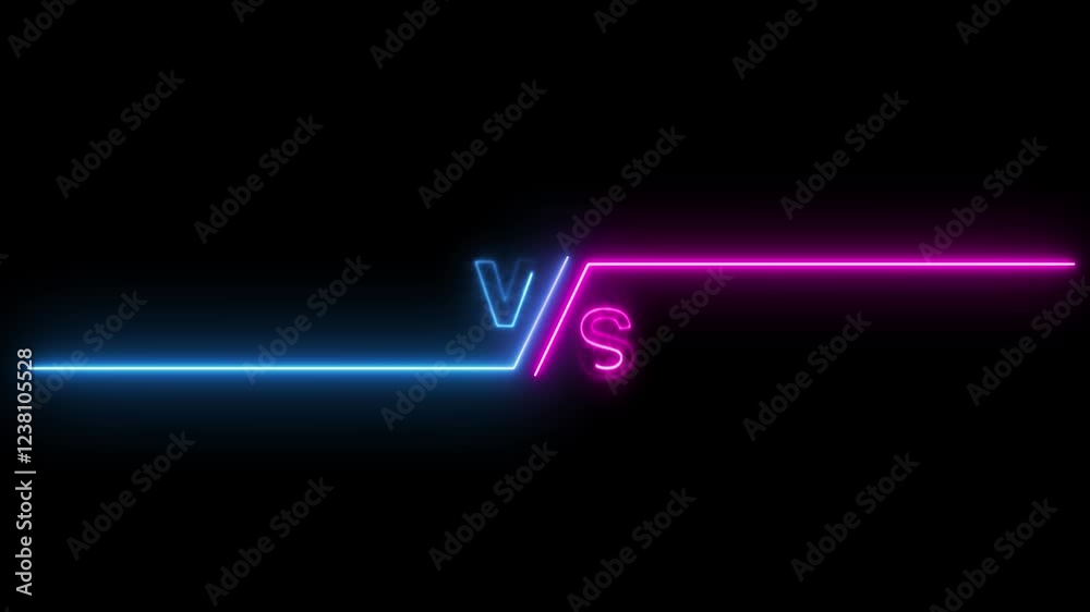 Neon glowing VS versus bars animated icon. Versus bars neon side line ...