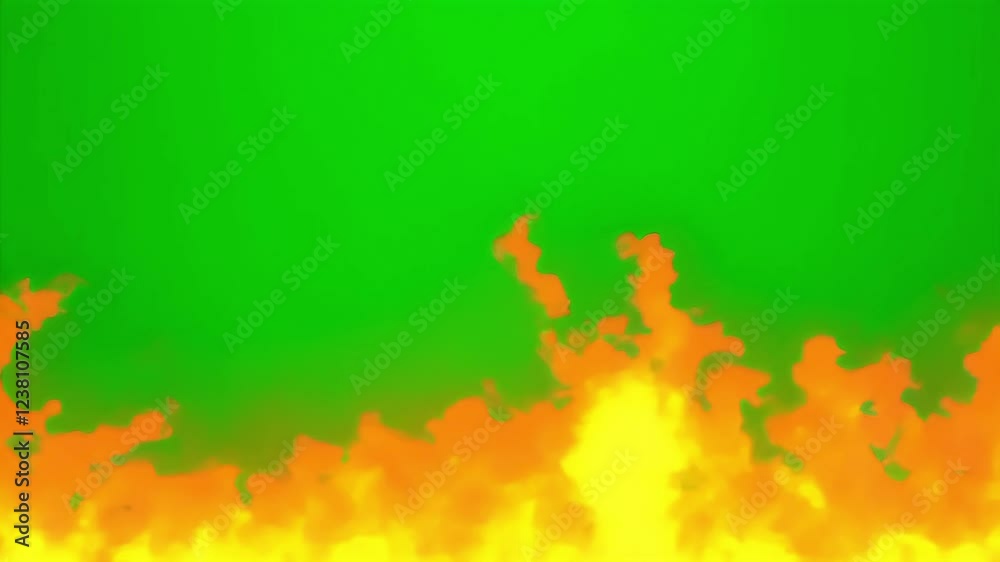 Realistic Fire Flames on Green Screen Background for Chroma Key Visual ...