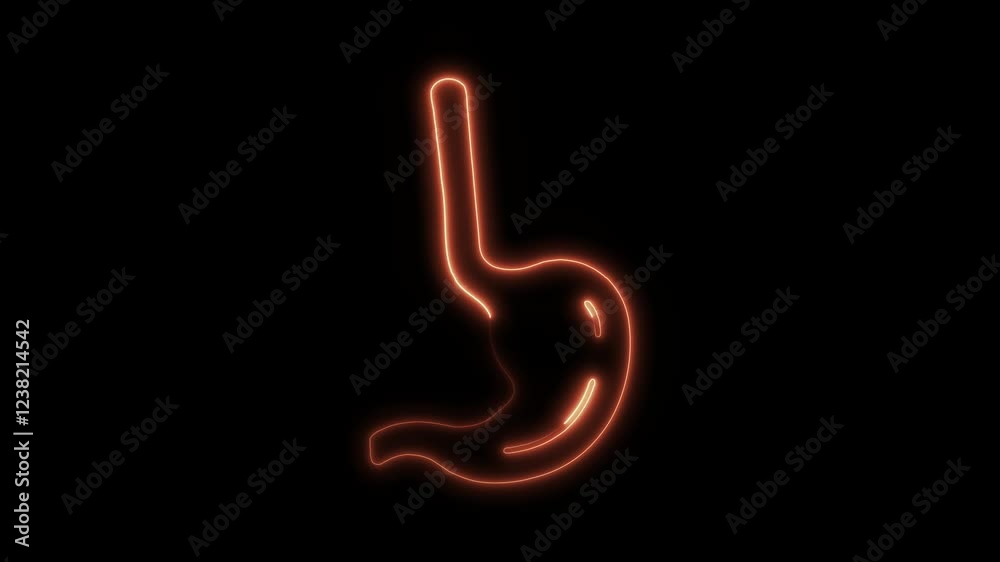 Glowing Neon Esophagus Icon Animation on Black Background, HD Motion ...