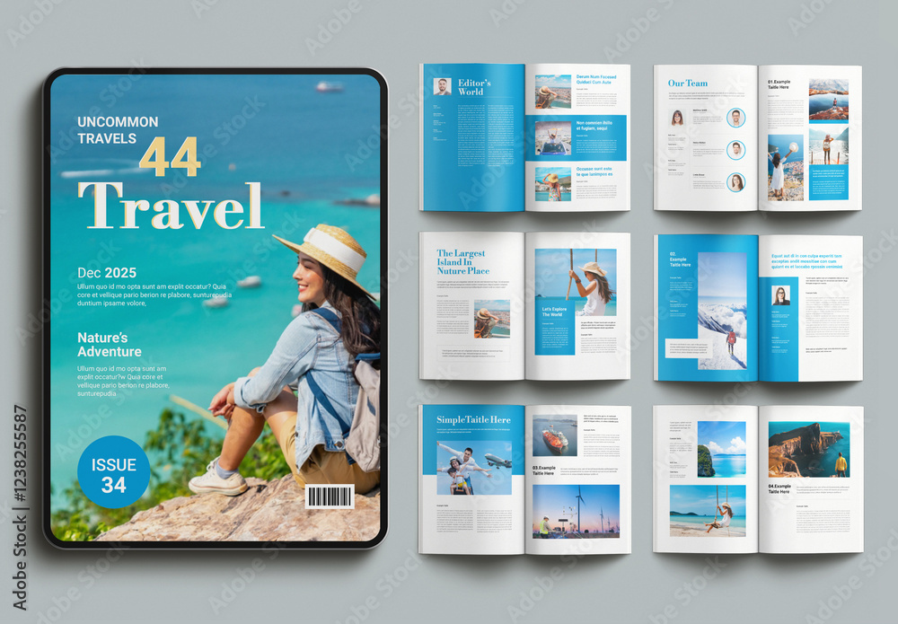 Travel Magazine Template Layout Stock Template | Adobe Stock