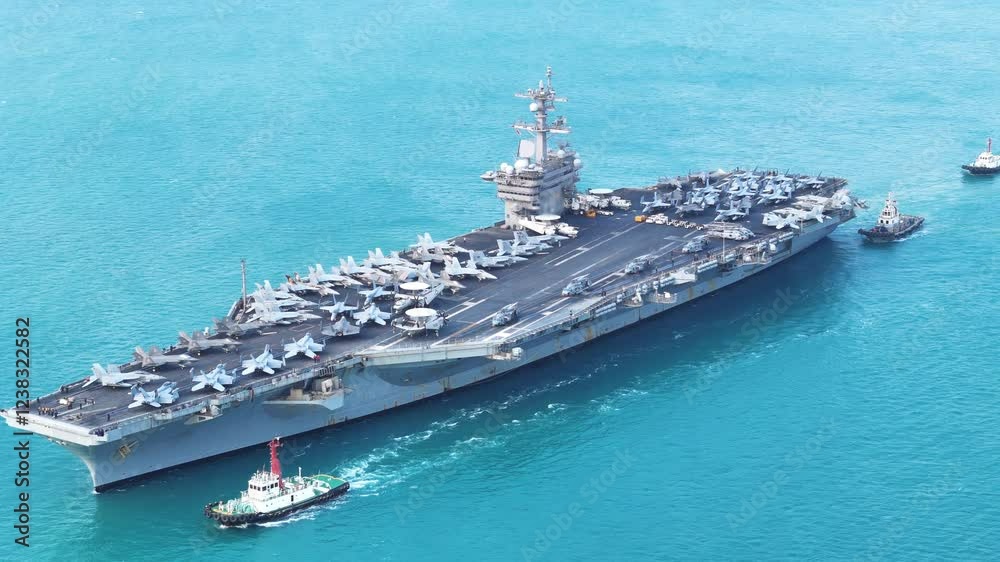 Nuclear war ship, Navy ship, Military navy. nuclear carrier running in ...