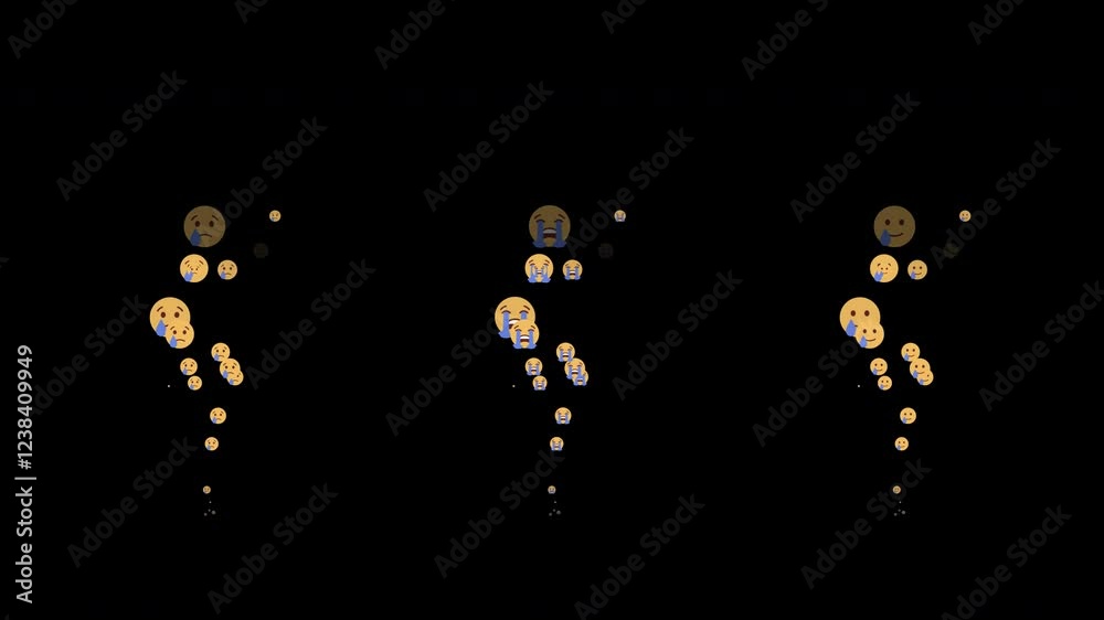 Emoticon feeling sad symbol animated on transparent background. Smiling ...