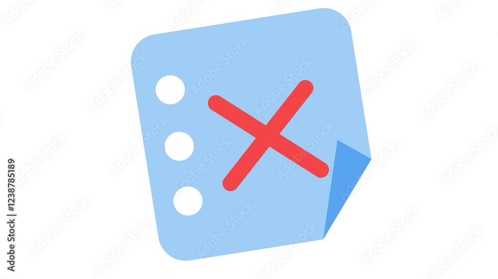Error checklist cartoon animation. Unsuccessful task symbol. Rejected ...