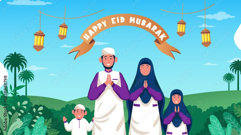 Eid Mubarak 2025, Family Greetings in 2D Animation, 4K Resolution ...