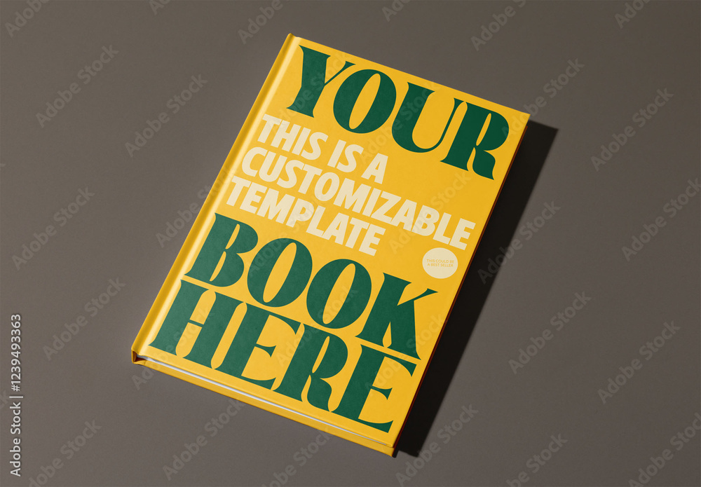 A blank book cover at an angle, ideal for showcasing design options and ...