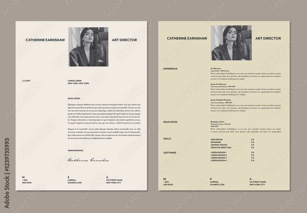 Simple Clean Minimalist Resume and Cover Letter Template Design with ...