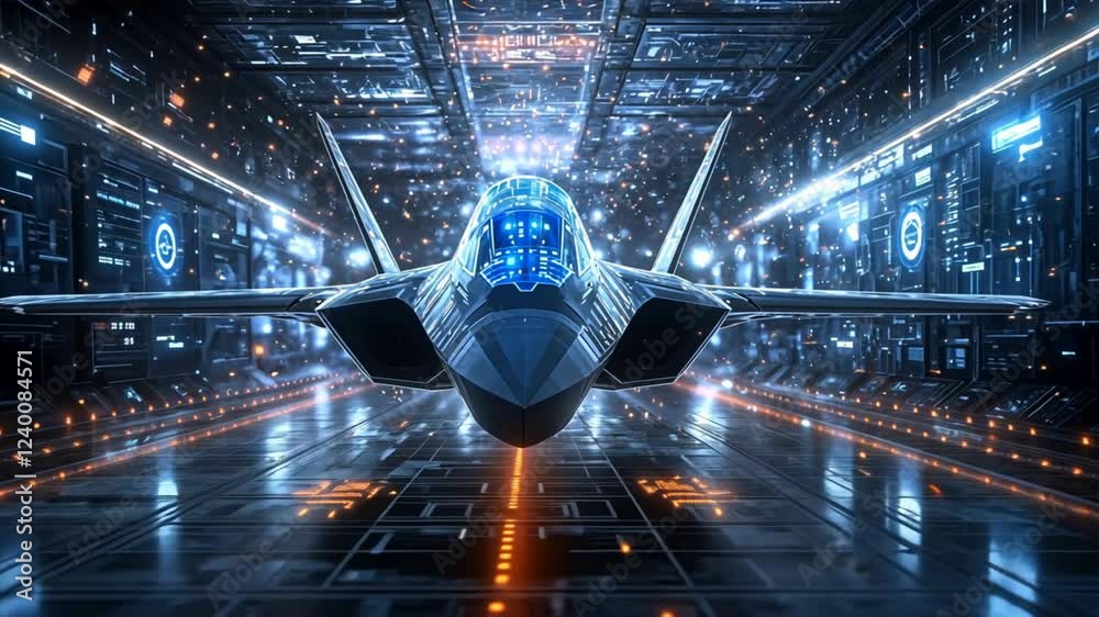 Stealth Fighter Jet: A sleek and futuristic fighter jet emerges from a ...