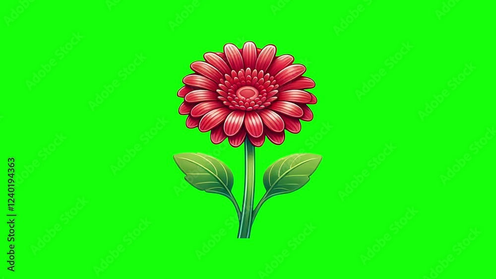 Gerbera daisy flower green screen animation motion graphic in 4K high ...