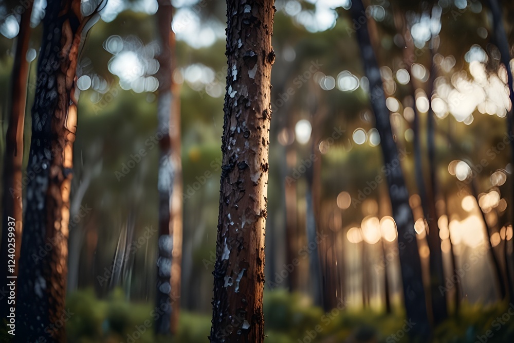 Poster Bokeh out of focus gum tree bushland background Generative AI ...