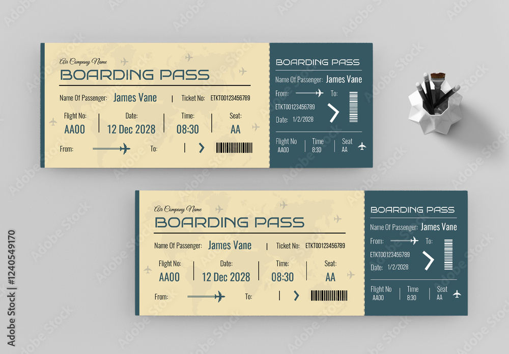 Elegant Boarding Pass Ticket Design Template Stock Template | Adobe Stock