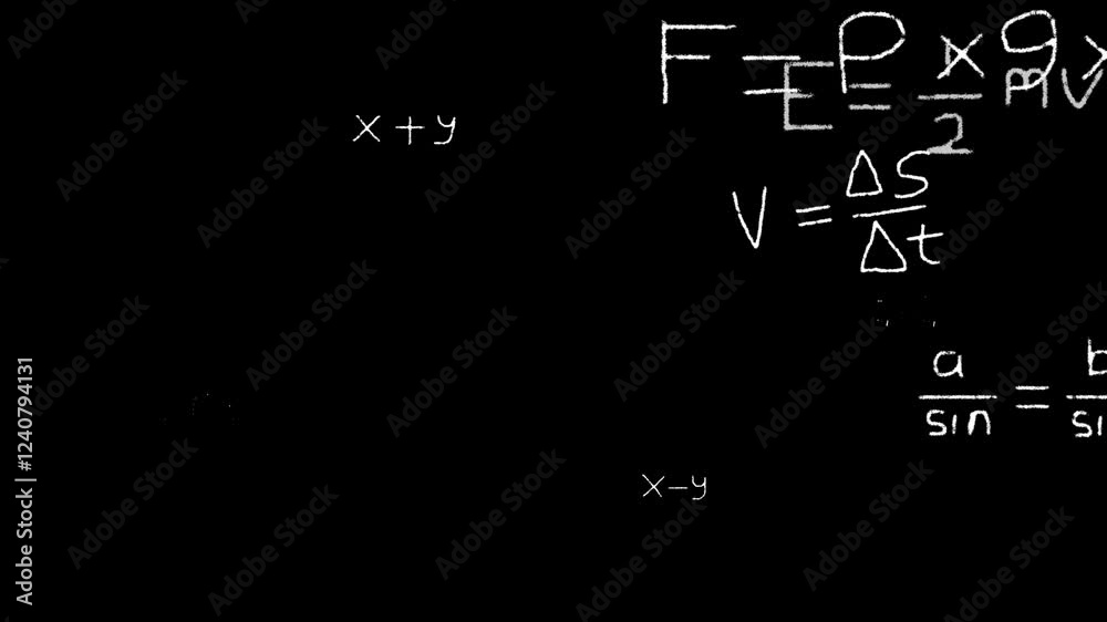 Matrix of handwriting math calculations functions equations formulas ...