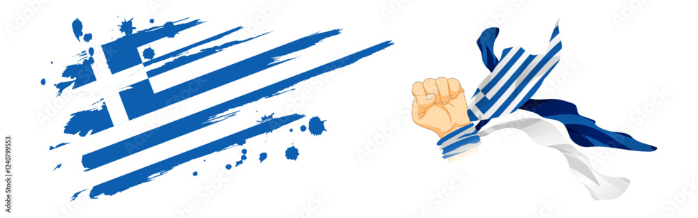 Poster Vector illustration of Greece flag composition on transparent ...