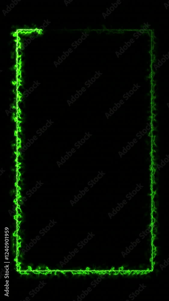 vertical green energy frame overlay reactangle glowing seamless loop 素材 ...