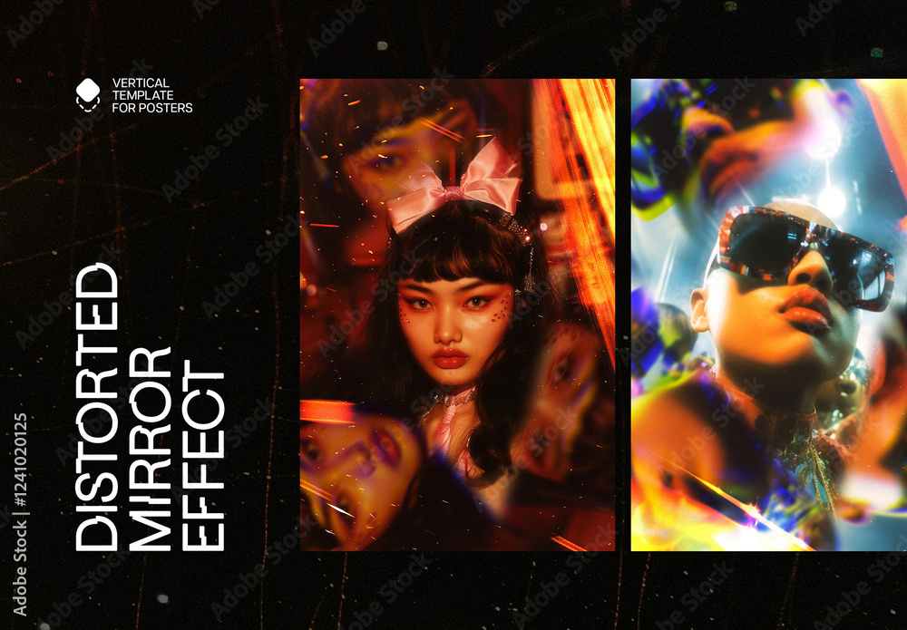 Mirror Distortion Poster Photo Effect Stock Template | Adobe Stock