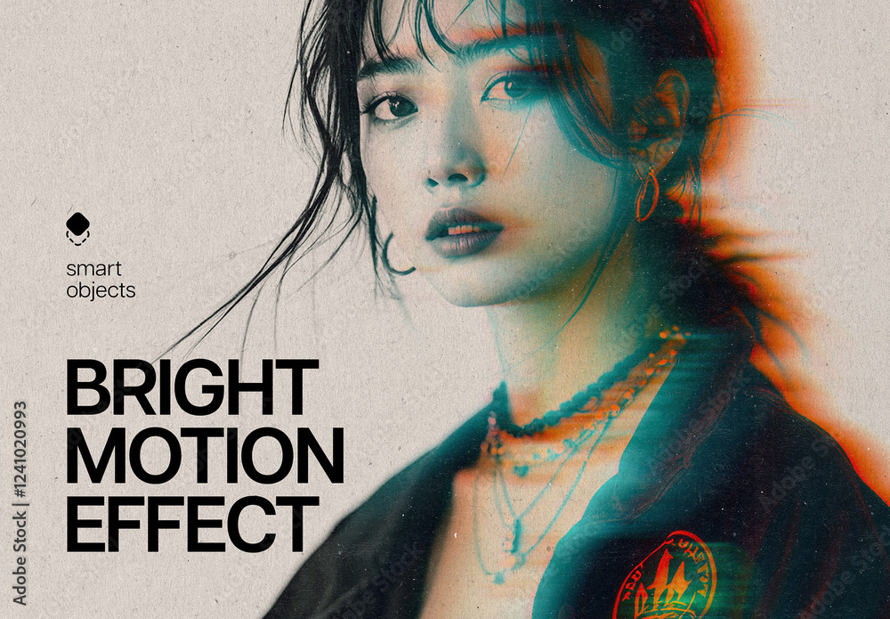 Smudged Anaglyph Design Effect Mockup Stock Template | Adobe Stock