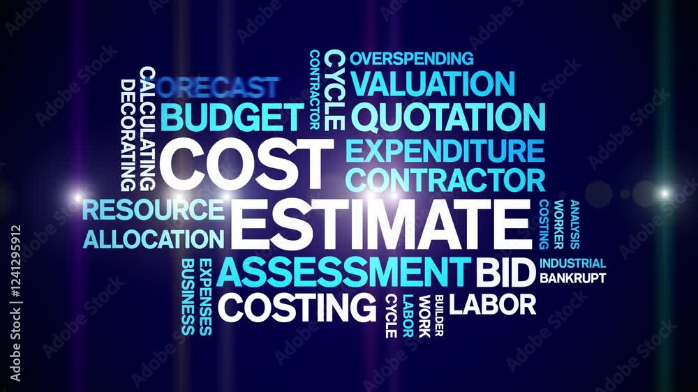 Cost Estimate animated word cloud;text design animation tag kinetic ...