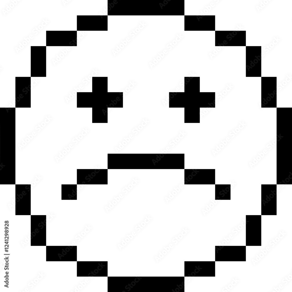Poster Smiley pixel art. 8 bit Smiley and bad face icon – Wall Art ...