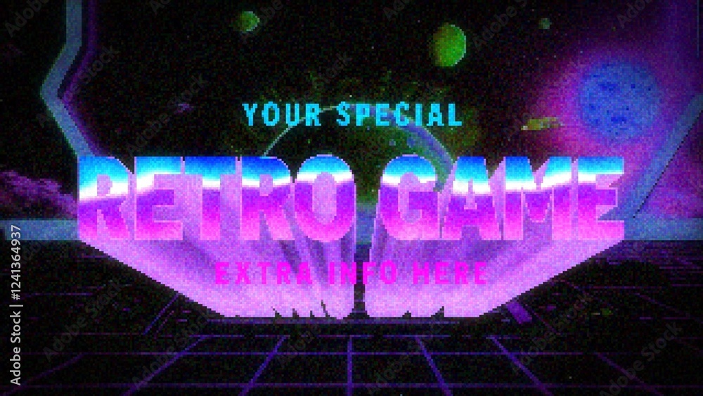 Retro Game VHS Look Synthwave Title Intro Stock Template | Adobe Stock