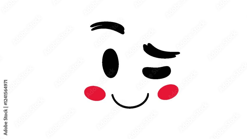 Animated colorful looping winking face for apps or ad commercial ...