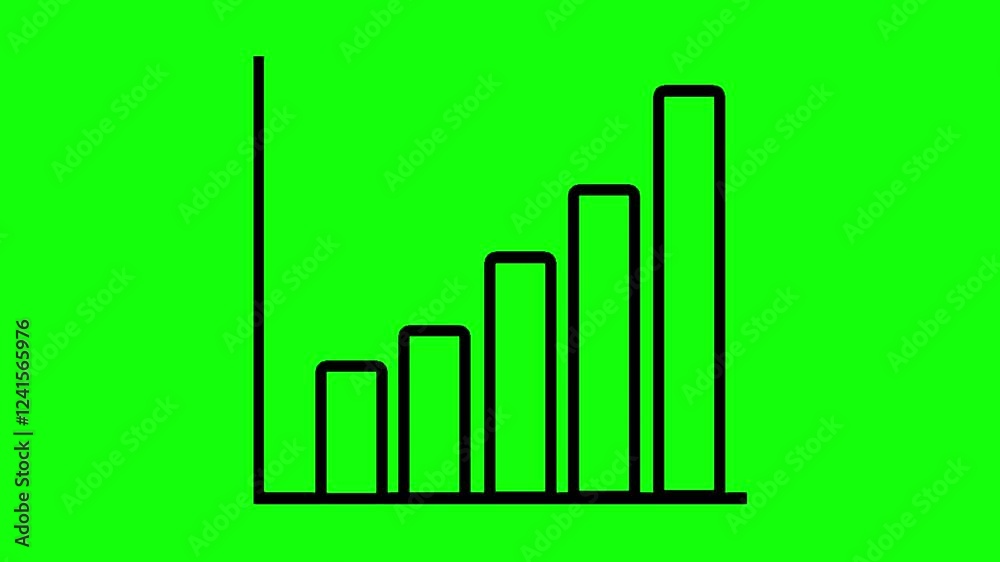 Infographic growth bw 2D object animation. Increase sales in business ...