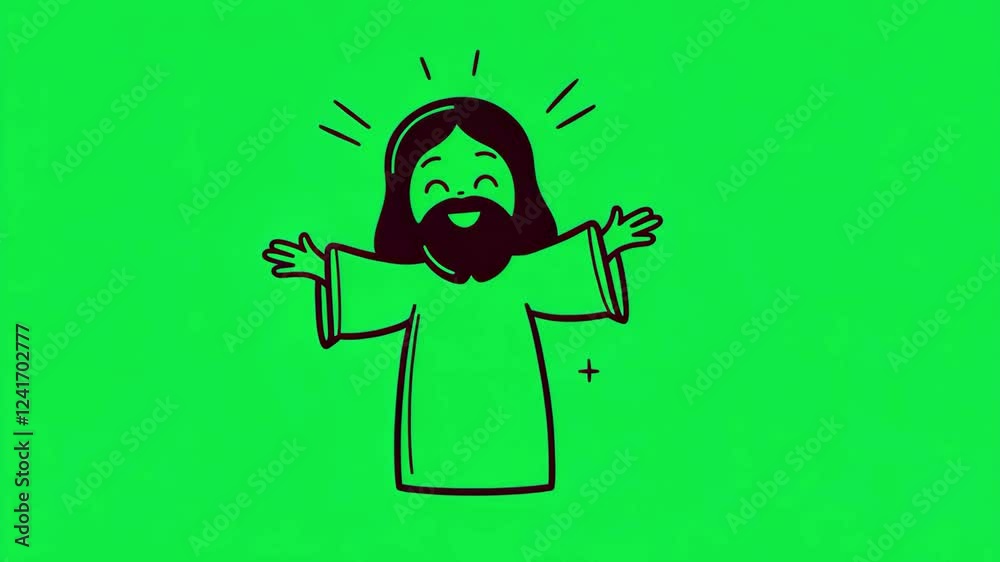 Jesus Christ animation on green screen background, Jesus Christ raises ...