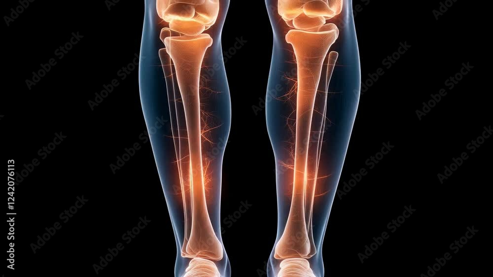 Detailed Anatomical Illustration of Human Lower Leg Bones and Joints ...