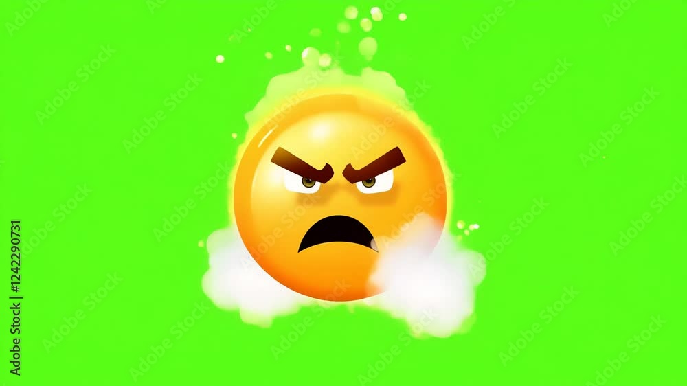 Animated angry emoji with a furious expression, steam puffs, and a ...