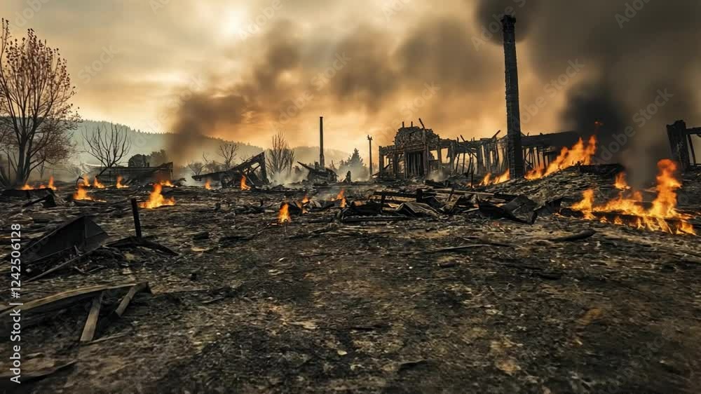 Inferno: Aftermath of a Devastating Fire: A scene of utter devastation ...