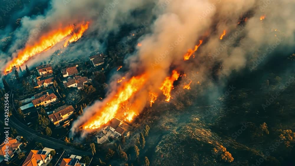 Fiery Devastation: A haunting aerial view captures the relentless ...