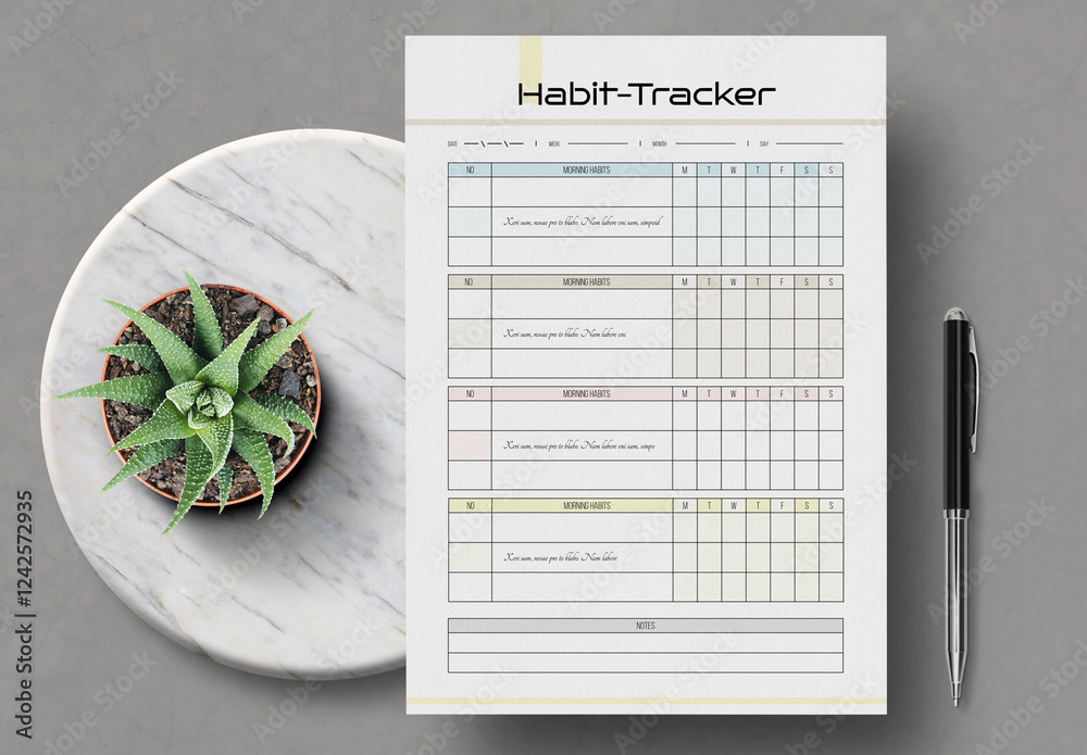 Habit Tracker Creative Planner Design Template Stock Template | Adobe Stock