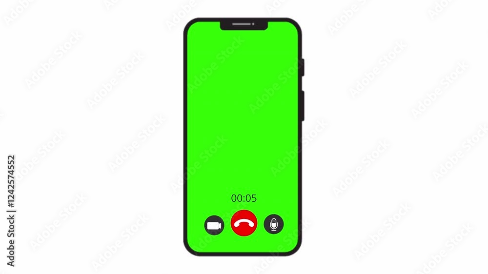 video call mobile display animation on white background, Smartphone ...