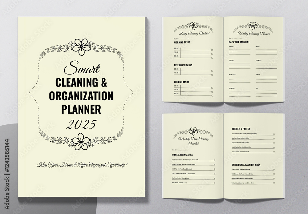 Cleaning And Organization Planner Layout Stock Template | Adobe Stock