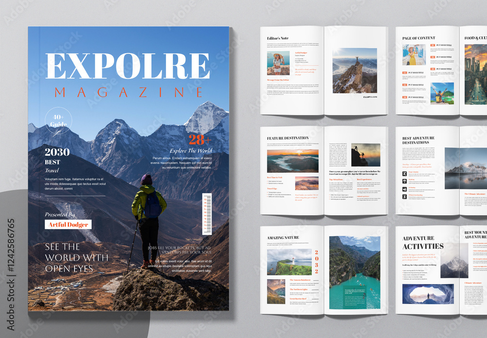 Travel Magazine Template Layout Stock Template | Adobe Stock