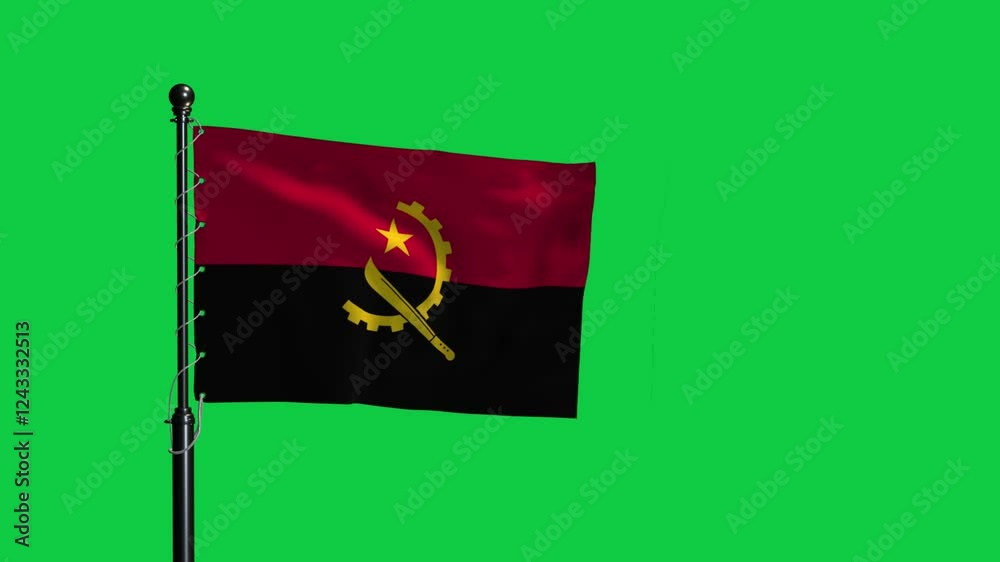 Angola Flag Waving Loop Animation Green Screen 4K vídeo do Stock ...