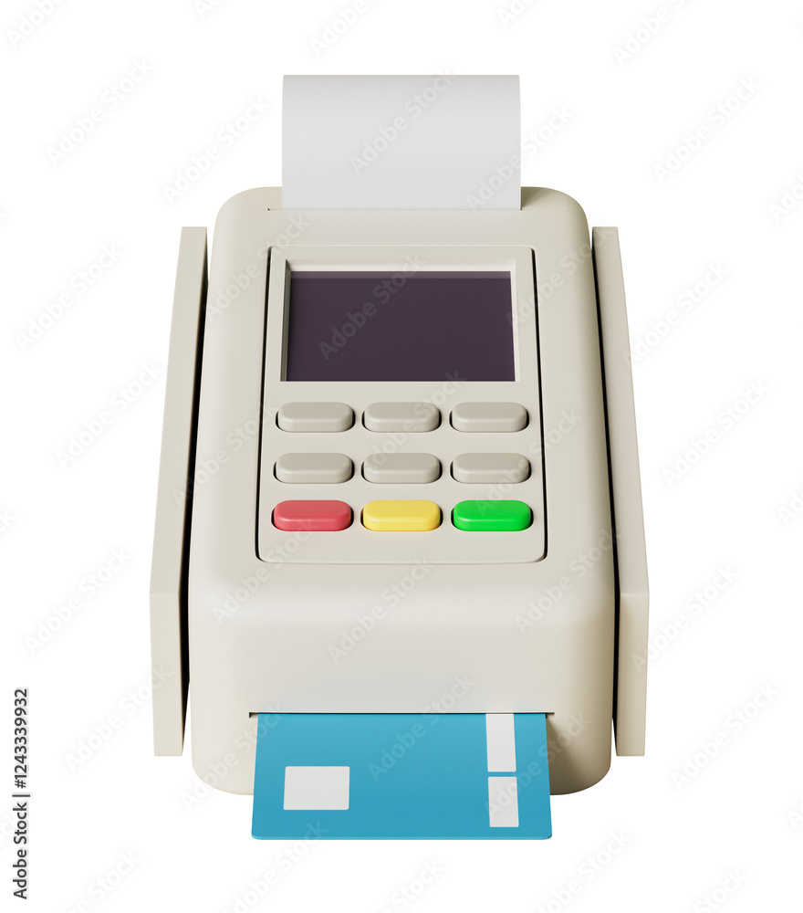 Poster 레트로 크레딧 카드 포스 단말기 기계 목업 Retro Credit Card POS Machine Mock up ...