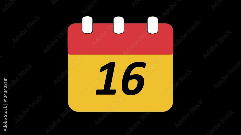 26 date calendar icon Animation with transparent background Flat ...
