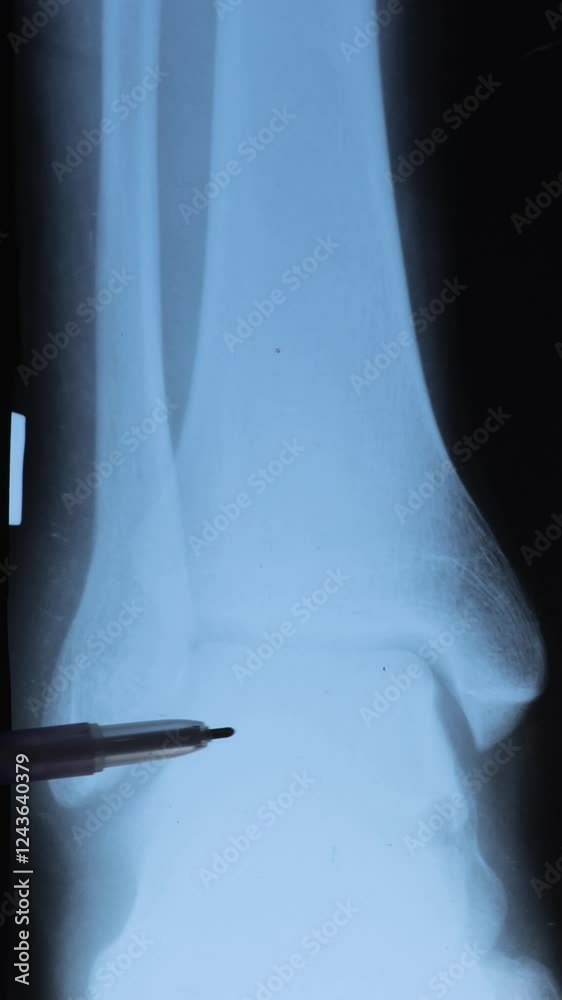 Close up medical video of a Doctor learning vertical X-ray scan of a ...