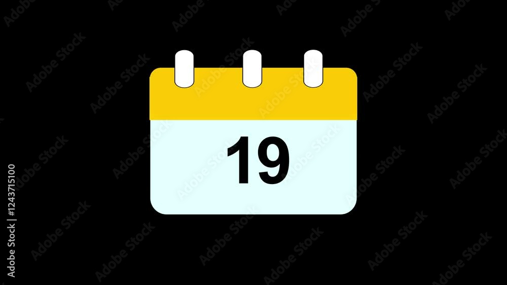 19 date calendar icon Animation with transparent background Calendar ...