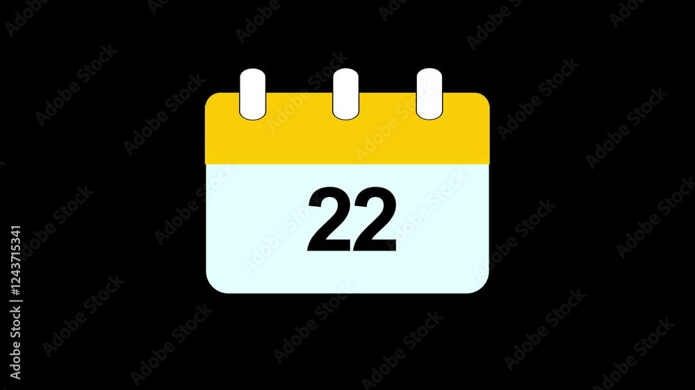 22 date calendar icon Animation with transparent background Calendar ...