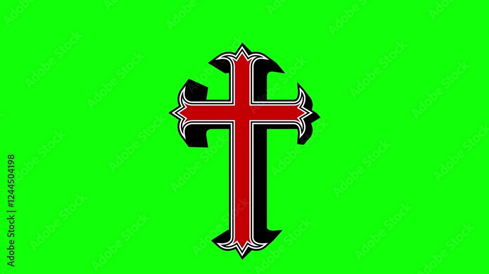 latin cross animation. religious cross motion on green screen ...